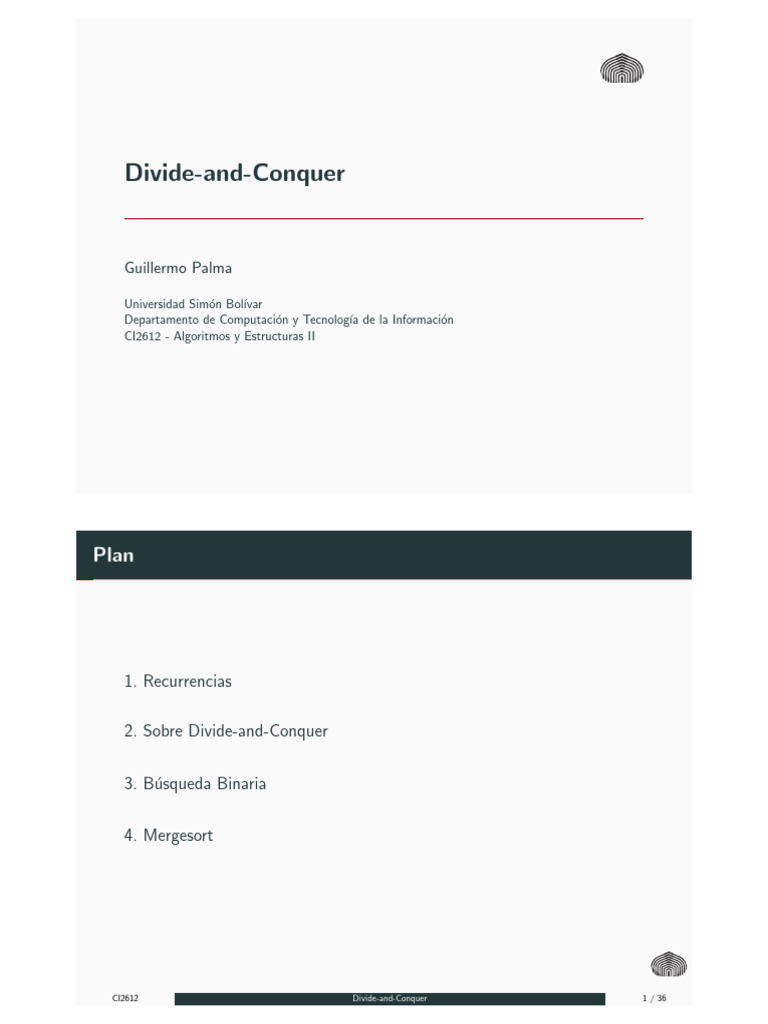 Clase Divide and Conquer Handout | PDF | Matemáticas Aplicadas ...