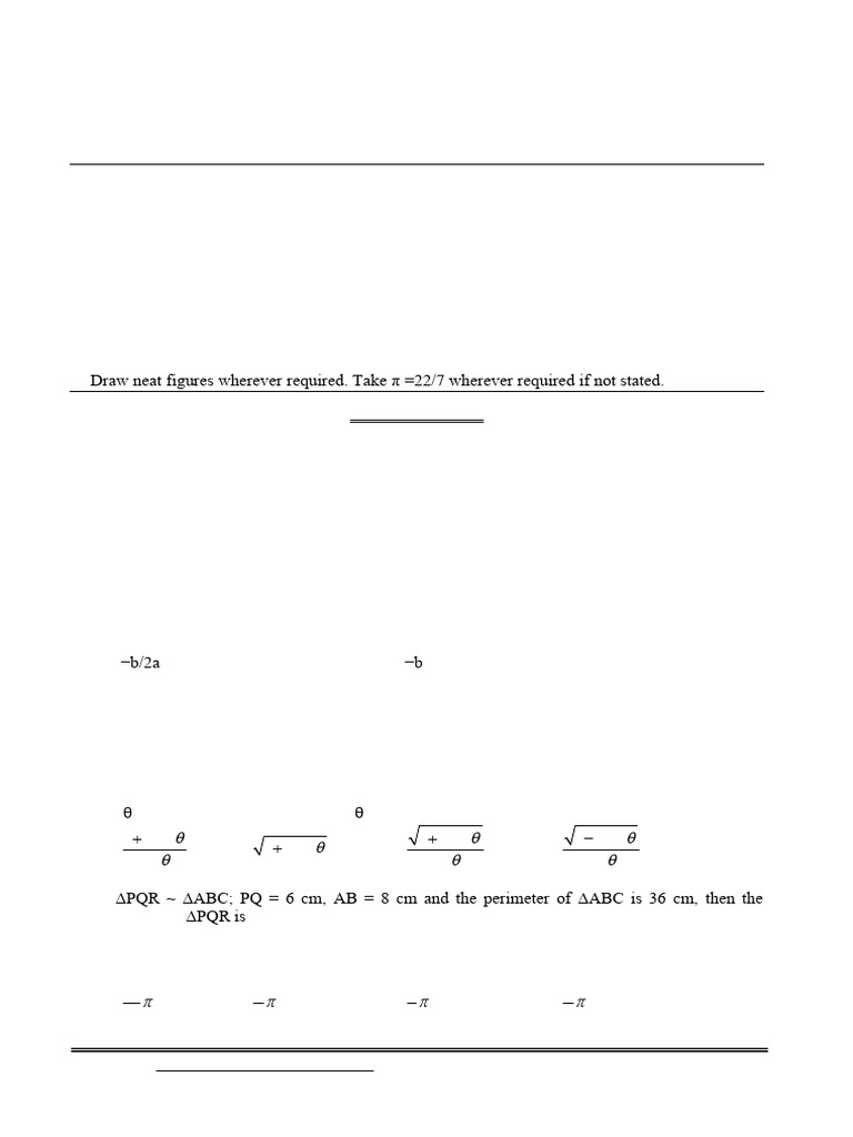 Maths Class X Sample Paper Test 01 For Board Exam 2026 QP | PDF ...