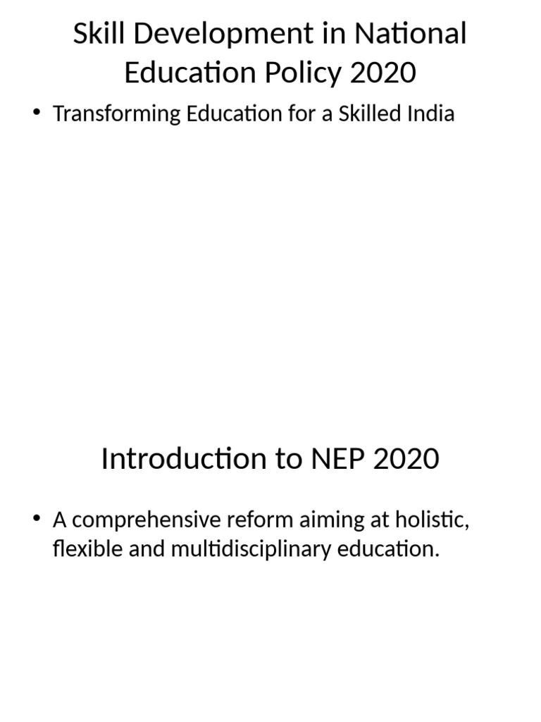 NEP 2020: Skill Development in Education | PDF