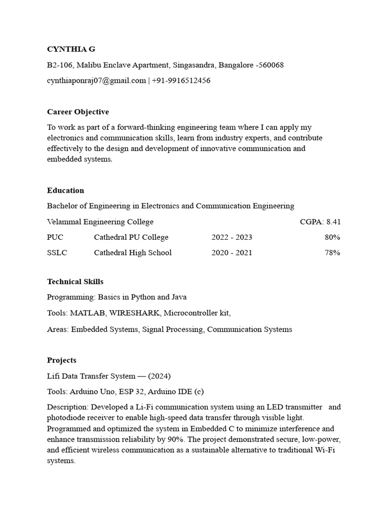 Cynthia Resume | PDF