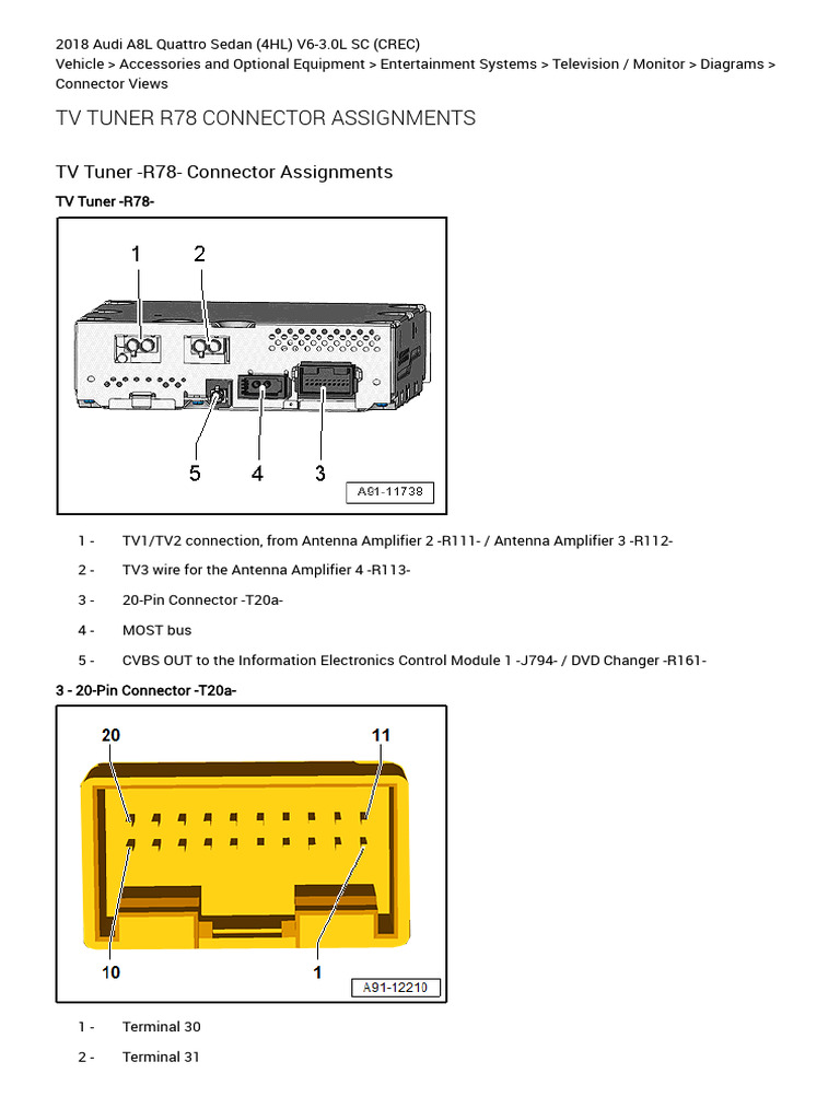 TV Tuner R78 Connector Assignments (Television - Monitor) | PDF