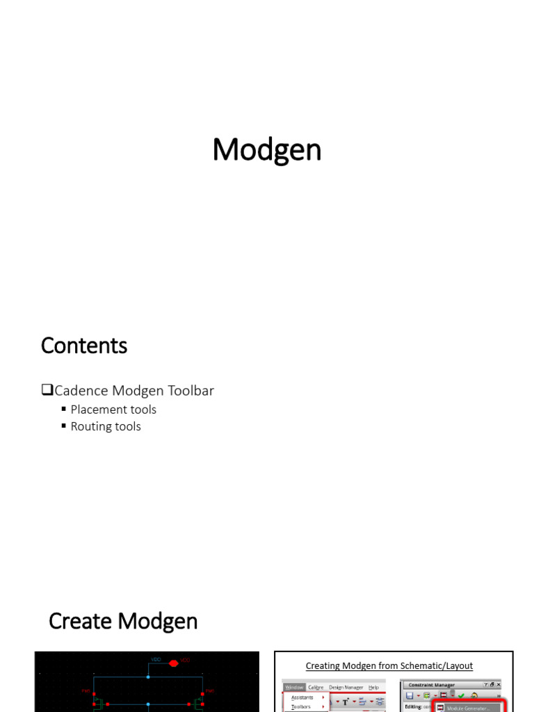 Modgen Toolbar: Placement & Routing Tools | PDF