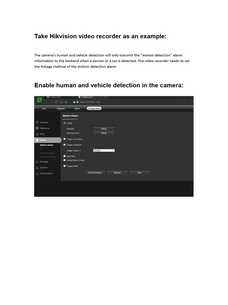 Human Vehicle Detection Docking With Ther NVR | PDF