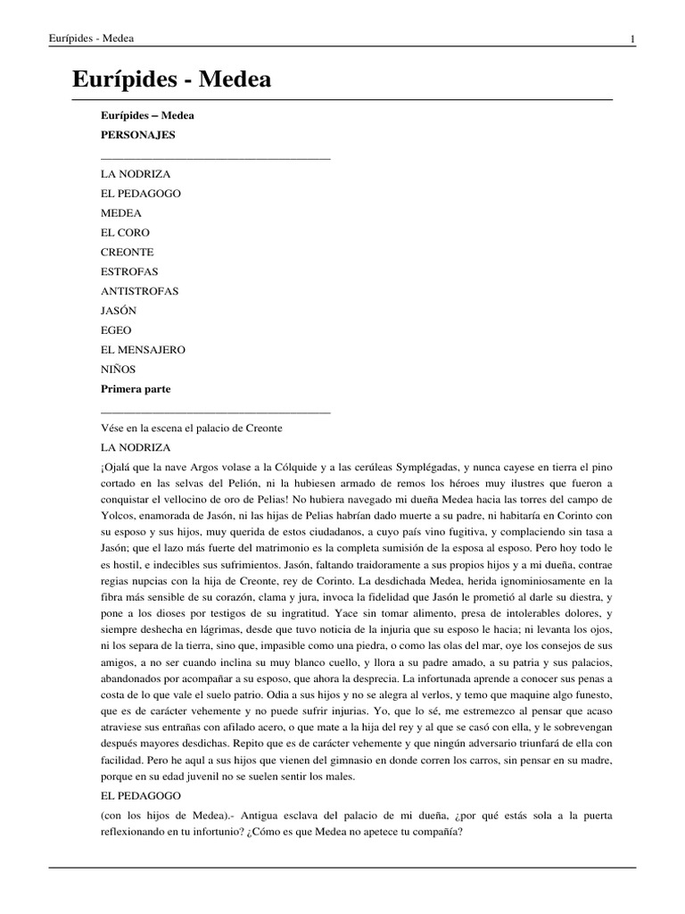 Eurípides - Medea | PDF | Jason