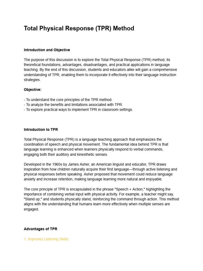 Understanding Total Physical Response | PDF | Linguistics | Cognition
