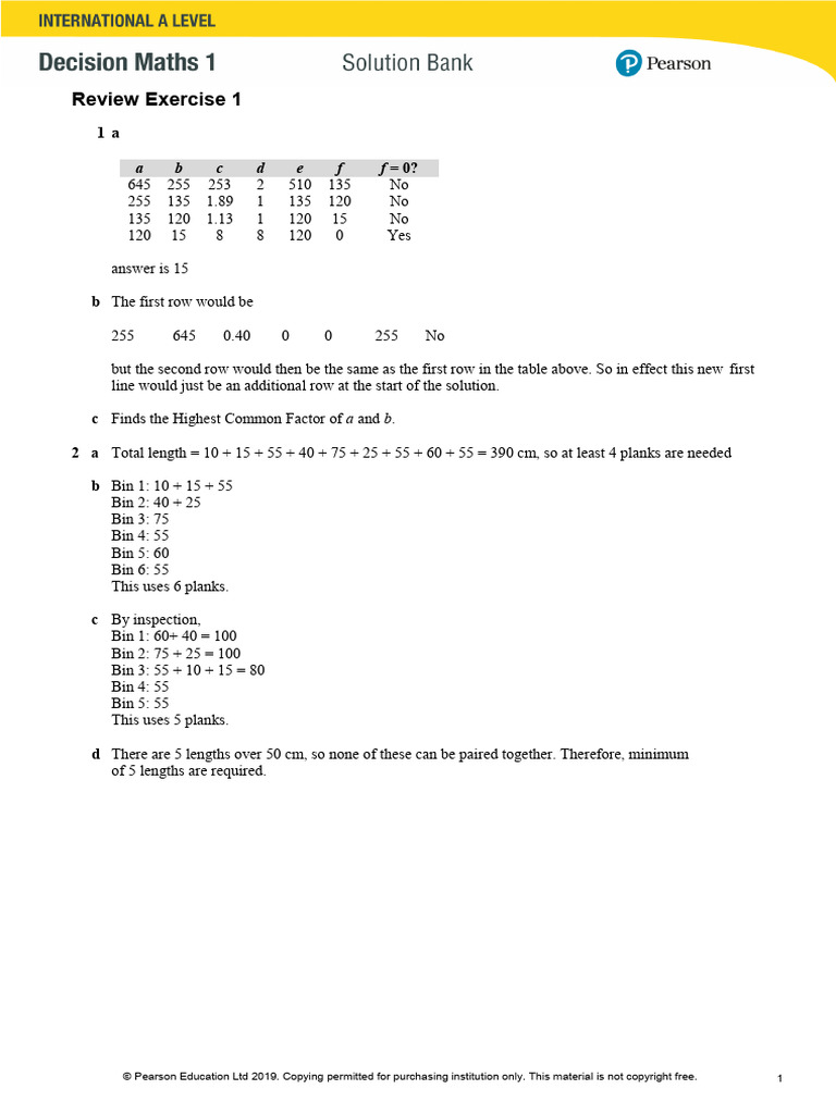 D1 Review Exercise 1 | PDF