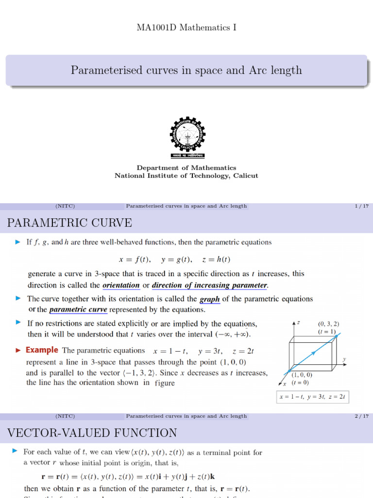 Parameterised Curves | PDF