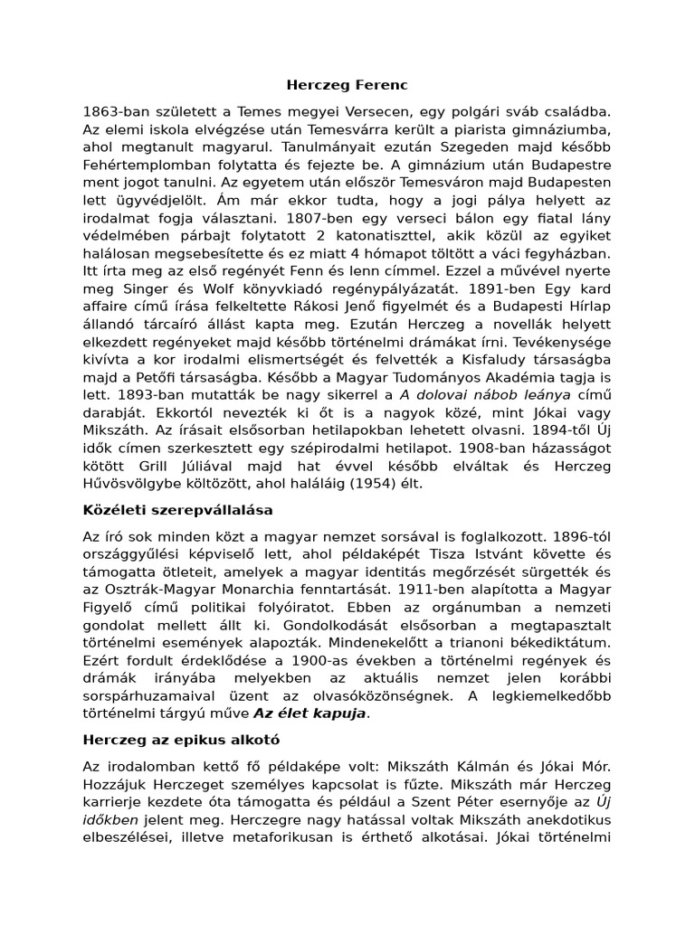 Herczeg Ferenc | PDF