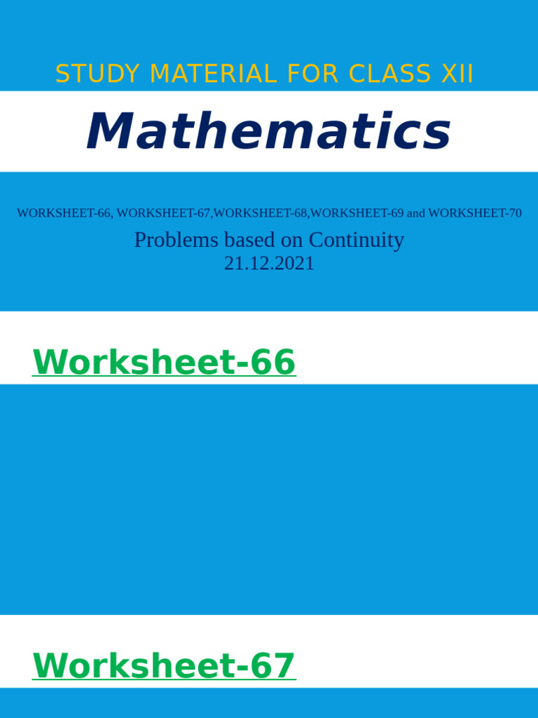 Basic Continuity and Differentiability Problems | PDF