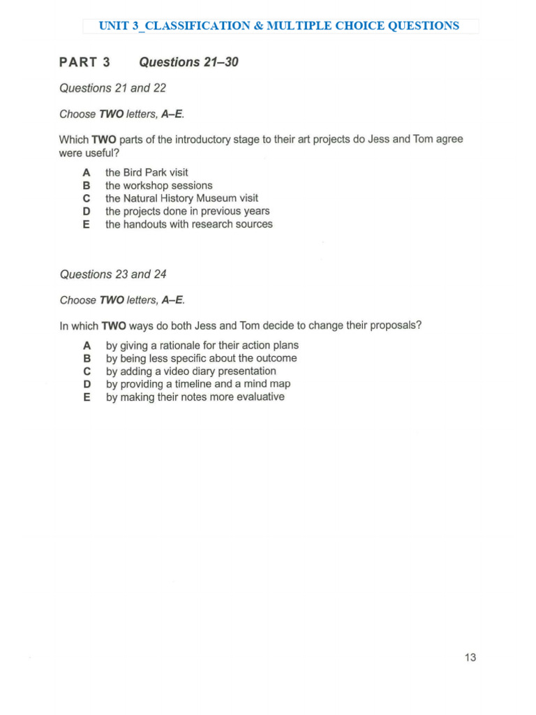 (Updated) Unit 3 - Classification & Multiple Choice | PDF