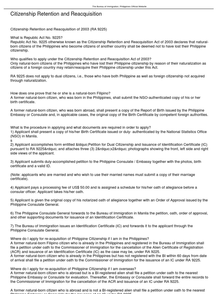 RA 9225 | Oath Of Office | Citizenship