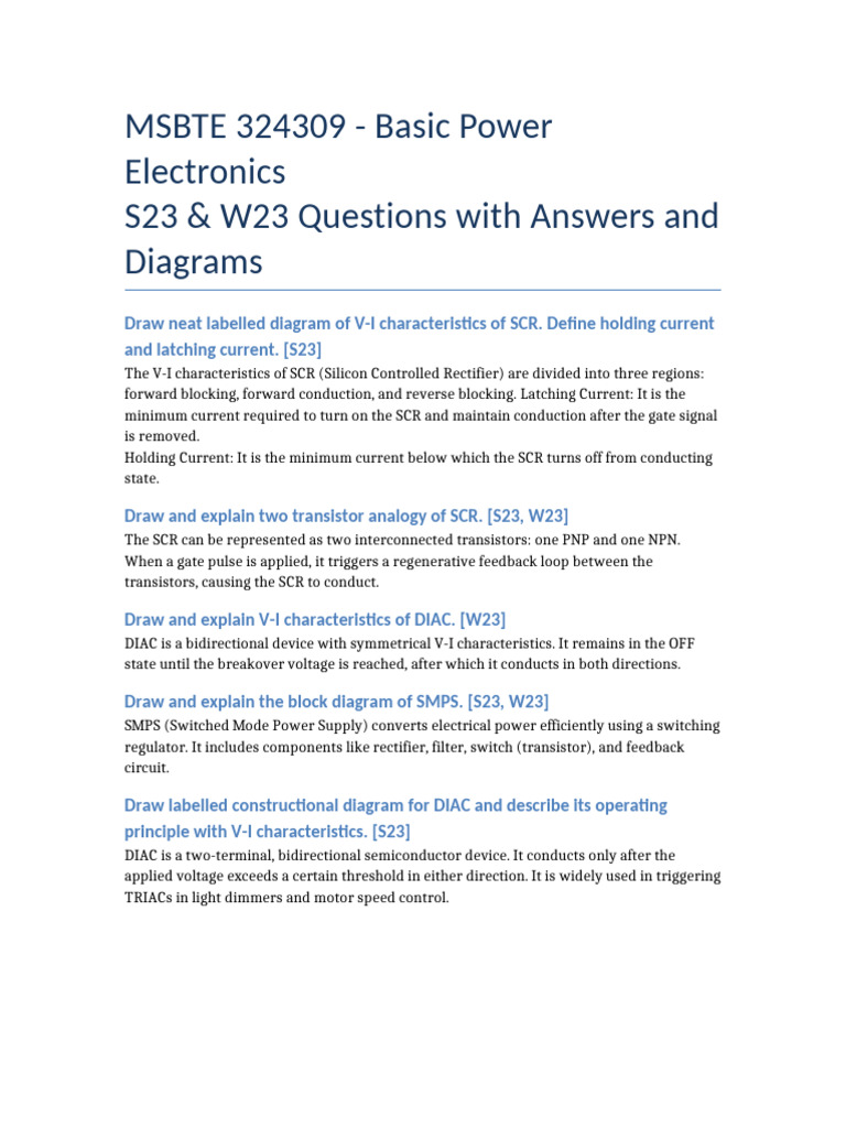 MSBTE 324309 S23 W23 Answers With All Diagrams | PDF