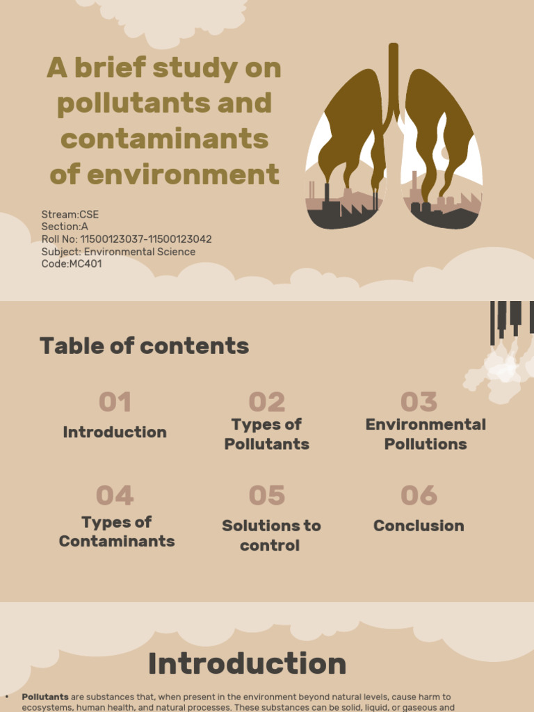 Study on Environmental Pollutants | PDF | Water Pollution | Pollution