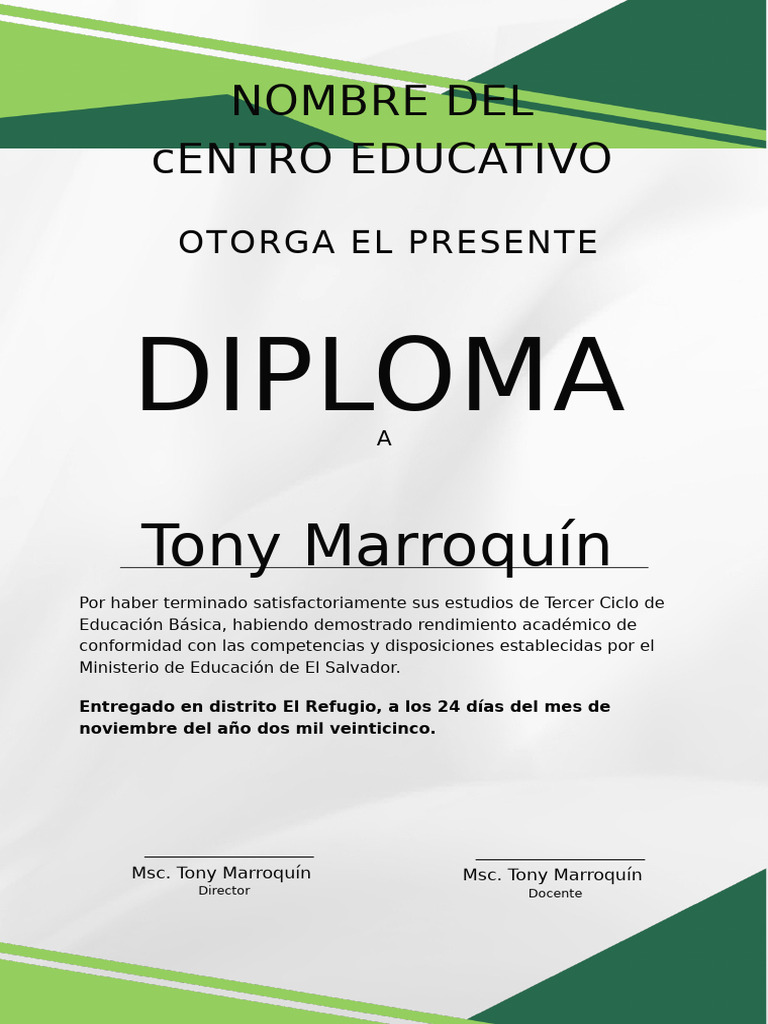 Formatos de Diploma Fomal 16TM | PDF