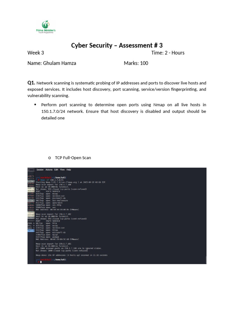 Cybersecurity Network Scanning Techniques | PDF
