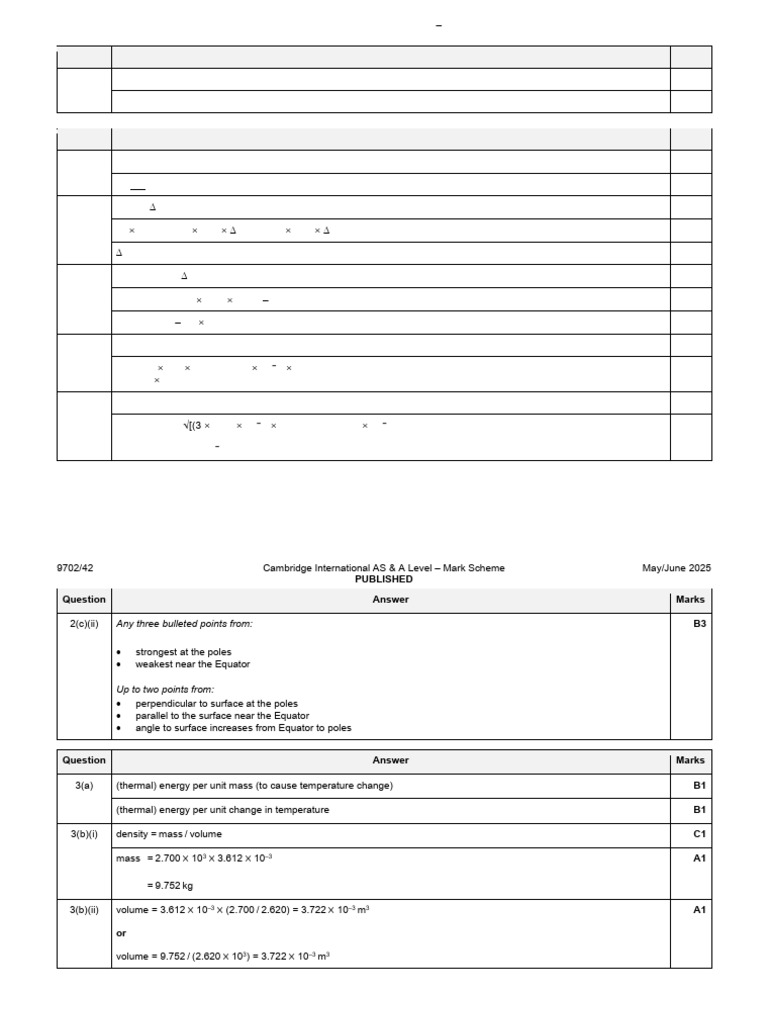 Cambridge AS & A Level Mark Scheme | PDF | Gases | Temperature