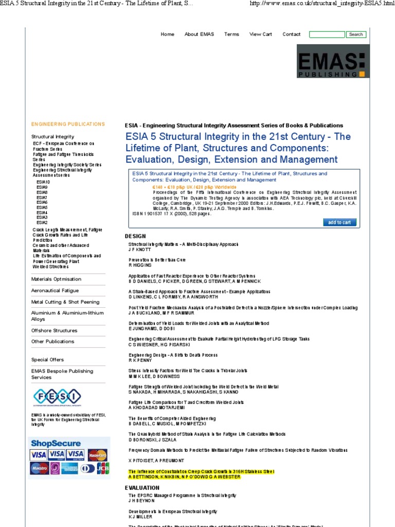 ESIA 5 Structural Integrity in the 21st Century - The Lifetime of Plant ...