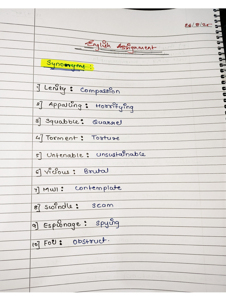 English Vocabulary Assignment | PDF