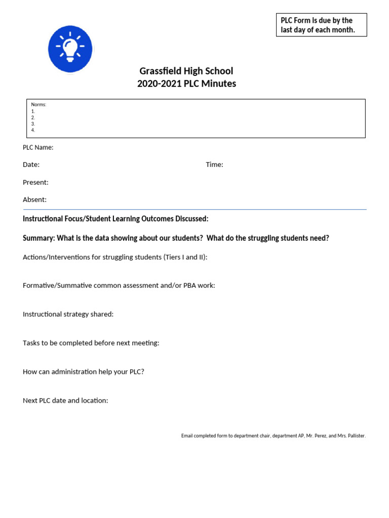 20-21 PLC Meeting Minutes Template | PDF