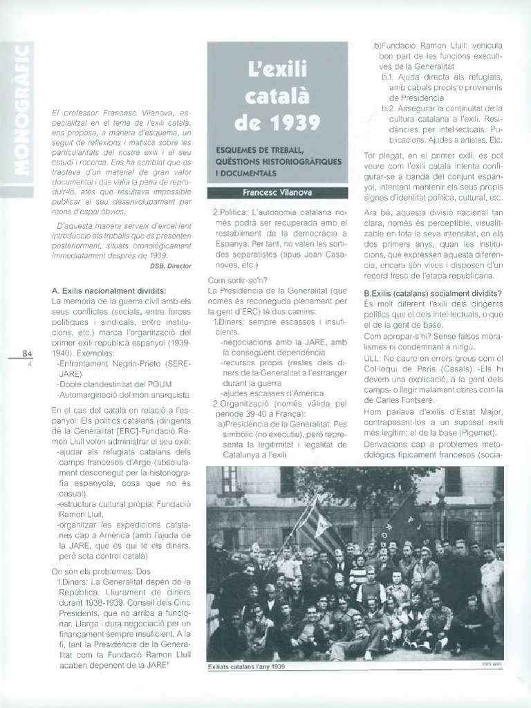 L'Exili Catala Del 1939 | PDF