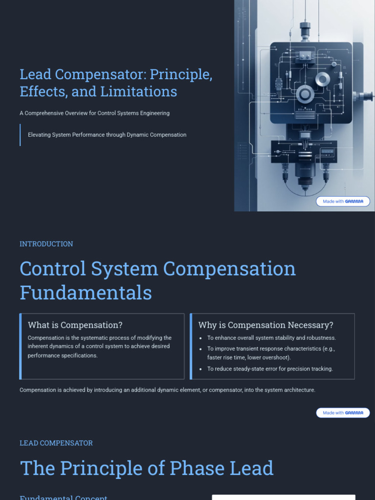 Lead Compensator Principle Effects and Limitations | PDF | System ...