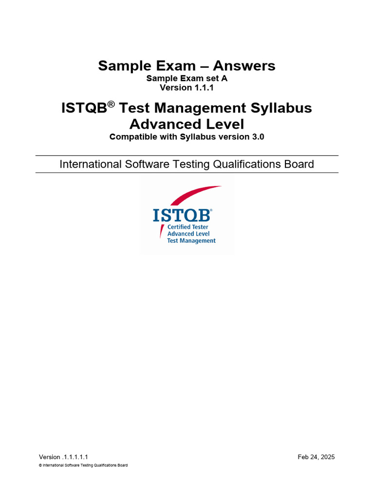 ISTQB CTAL-TM Sample-Exam-Answers v30 1.1.1 GTB EN | PDF | Software Development Process | Agile ...