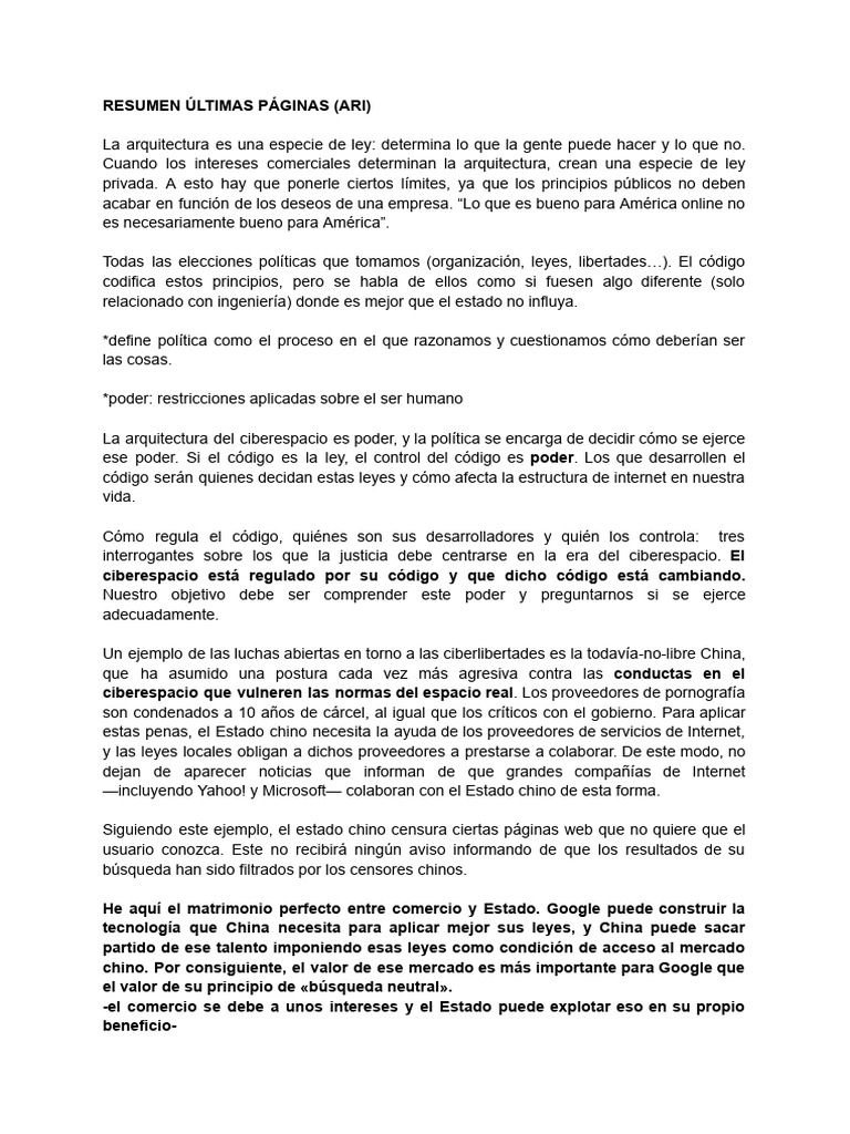 Resumen Últimas Páginas (Ari) | PDF | Internet | ciberespacio