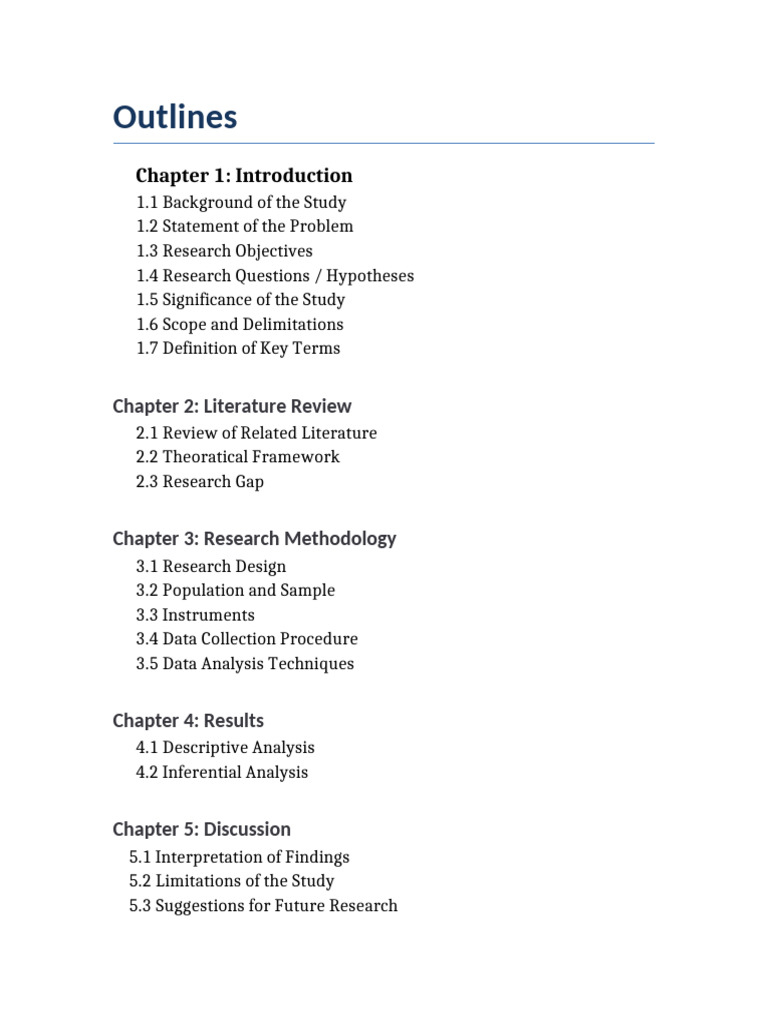 Thesis Outline APA | PDF