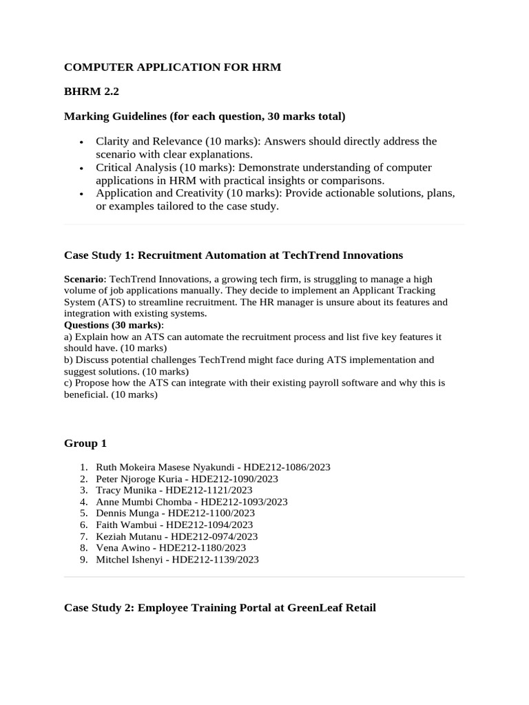 Computer Application For HRM Assignment 2025 | PDF | Human Resource ...