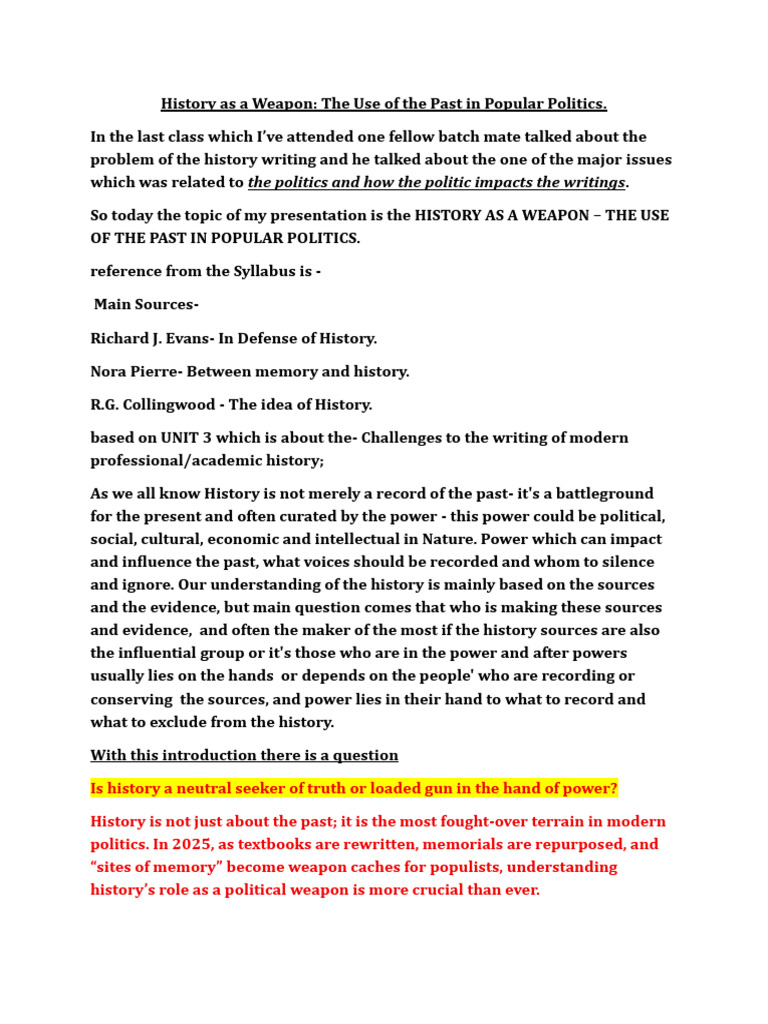 History as a Political Weapon | PDF | Narrative | Thought