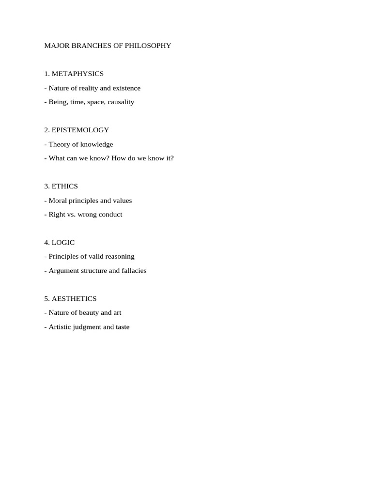 Major Branches of Philosophy | PDF