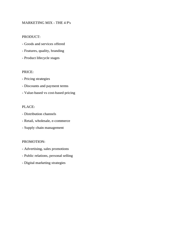 Marketing Mix - The 4 P's | PDF