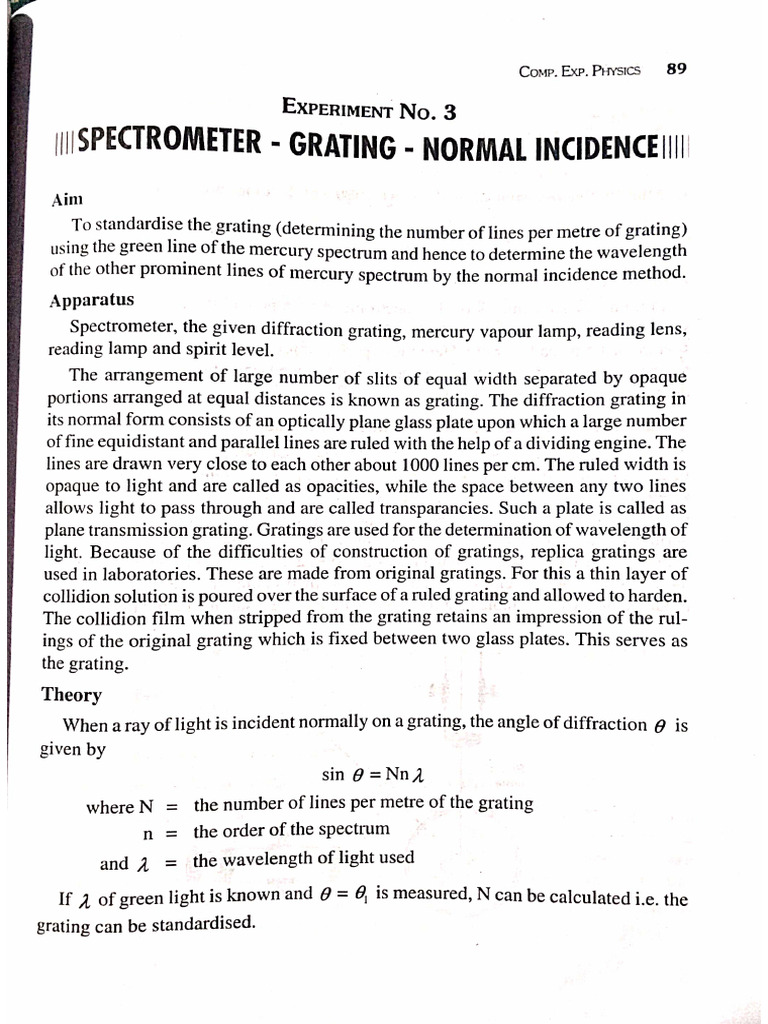 Grating Normal Incidence | PDF