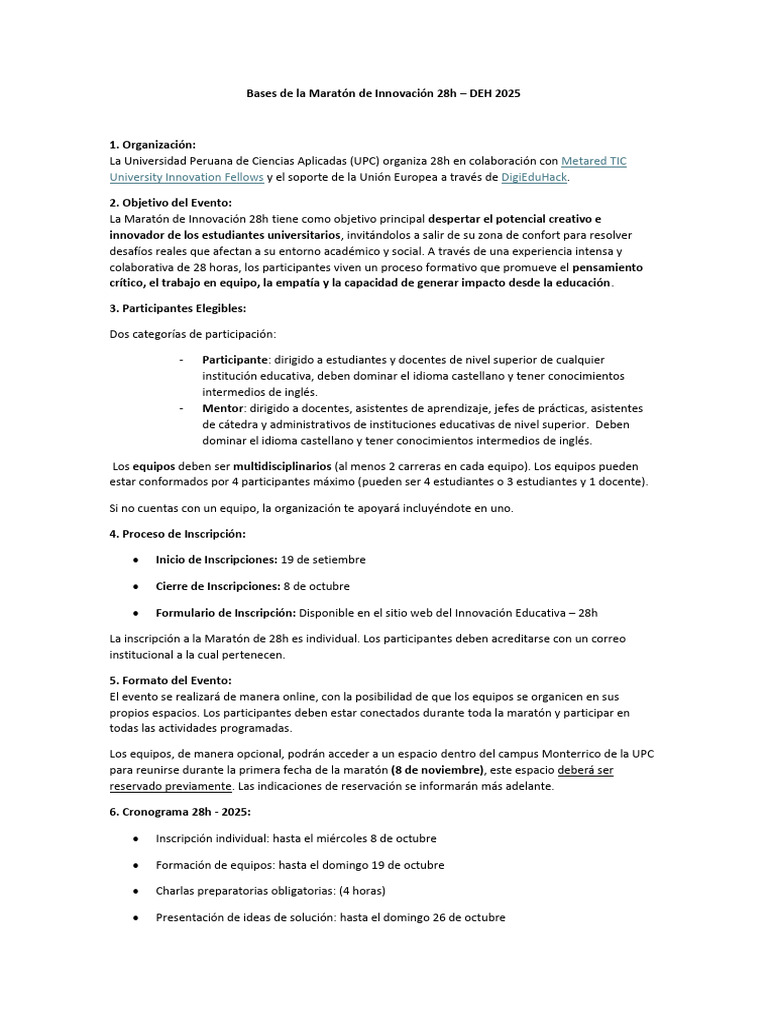 Bases 28h 2025 | PDF | Motivación | Motivacional
