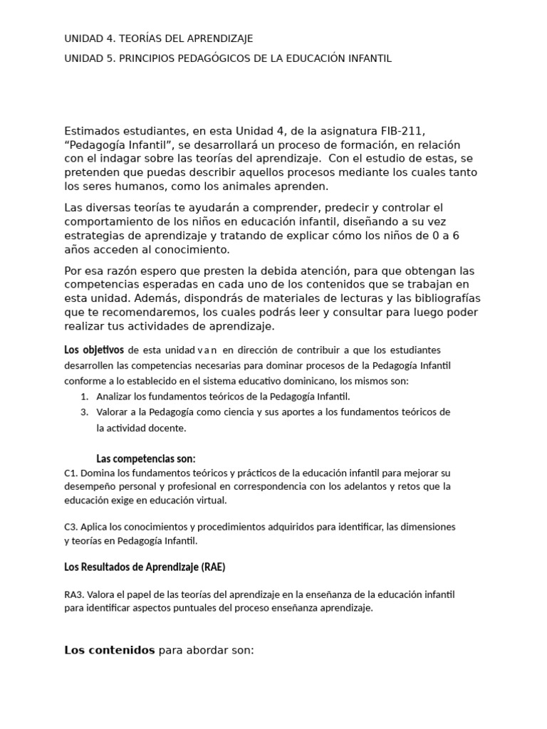 Guia Didactica U 4 y 5 Ped Inf Completa | PDF | Educación de la primera infancia | Aprendizaje