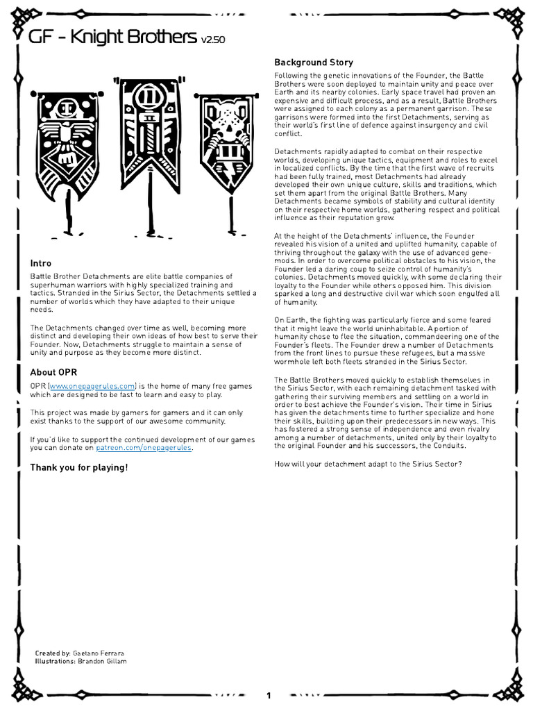 GF - Battle Brothers Knight Brothers v2.50 | PDF | Warfare