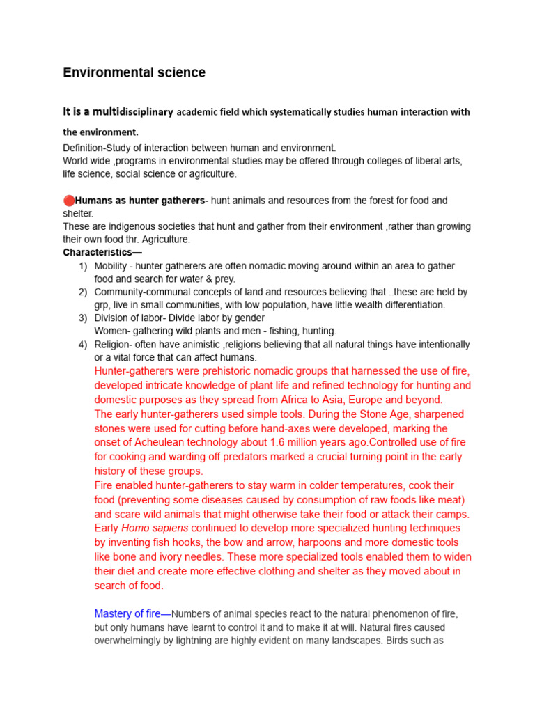 Environmental Science Notes | PDF | Ecosystem | Environmental Degradation