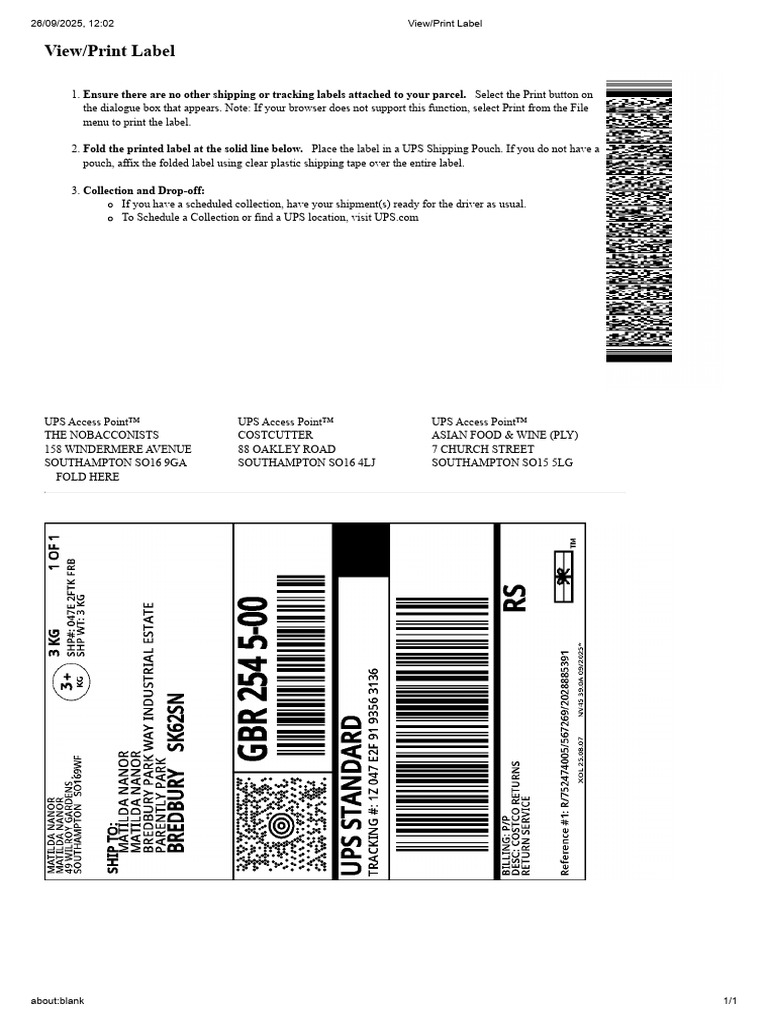 View/Print Label: Ensure There Are No Other Shipping or Tracking Labels ...