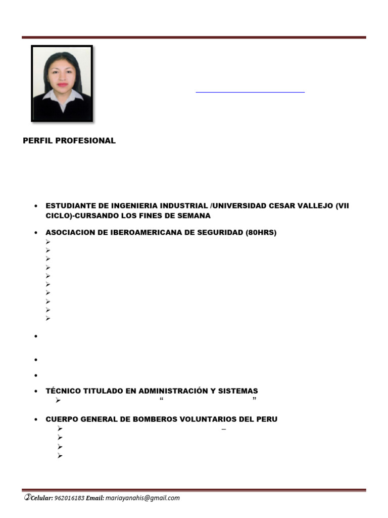 CV Maria 2024 | PDF | Seguridad y salud ocupacional | Business