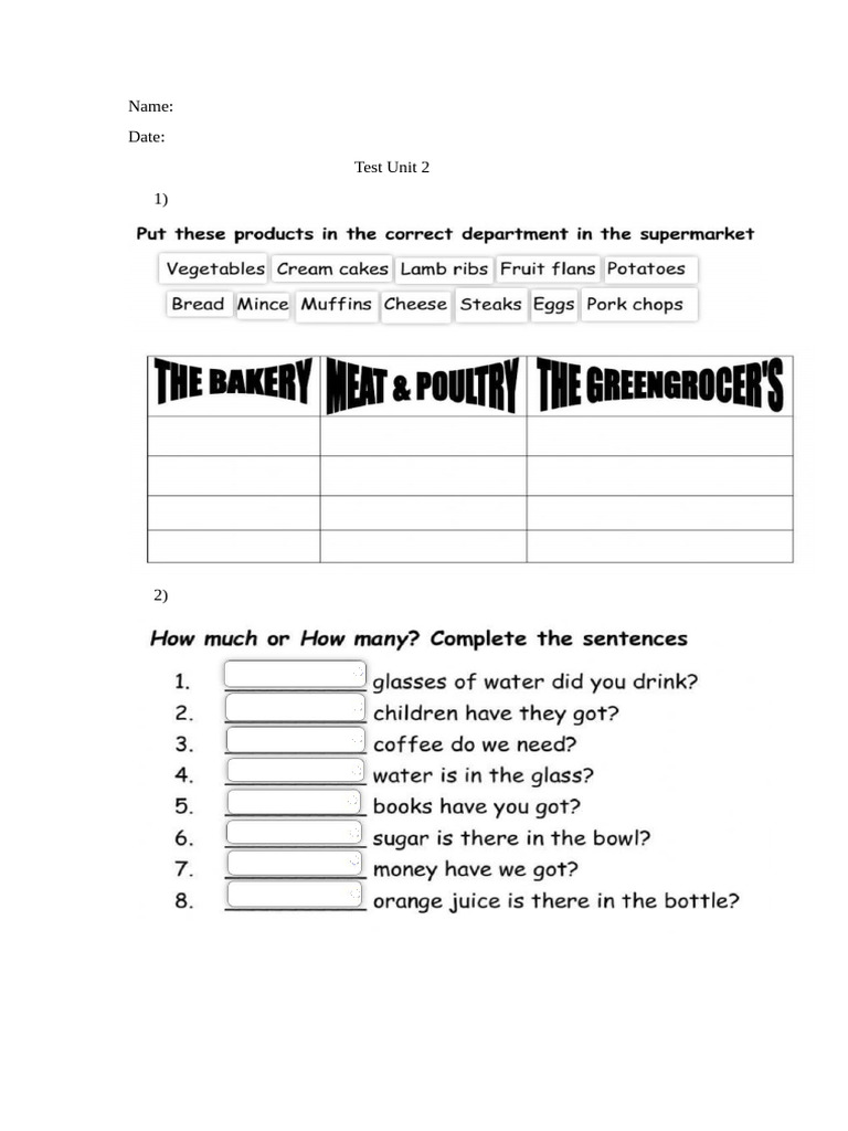 Test Unit 2 6th Grade | PDF