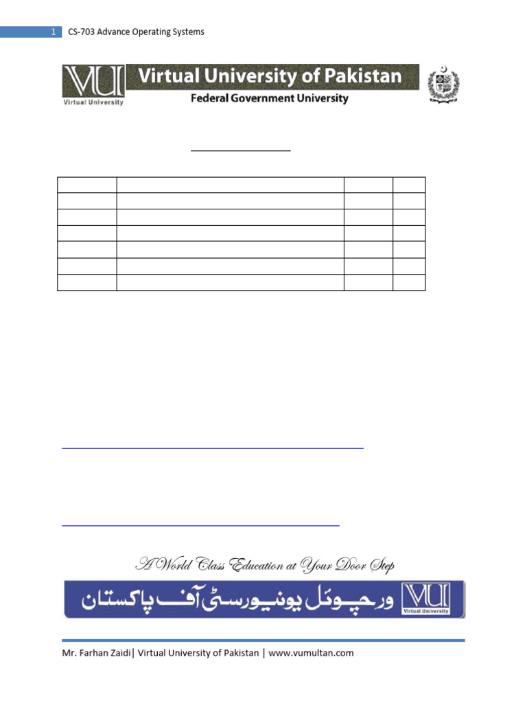 Advanced Operating Systems Course Overview | PDF | Operating System ...