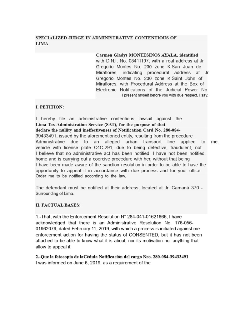 Contentious Administrative Appeal Nullity of Notification | PDF ...