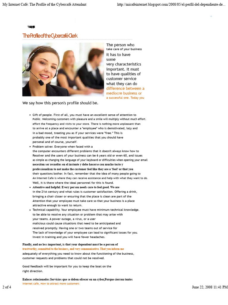 My Internet Café: The Profile of A Cybercafé Employee | PDF