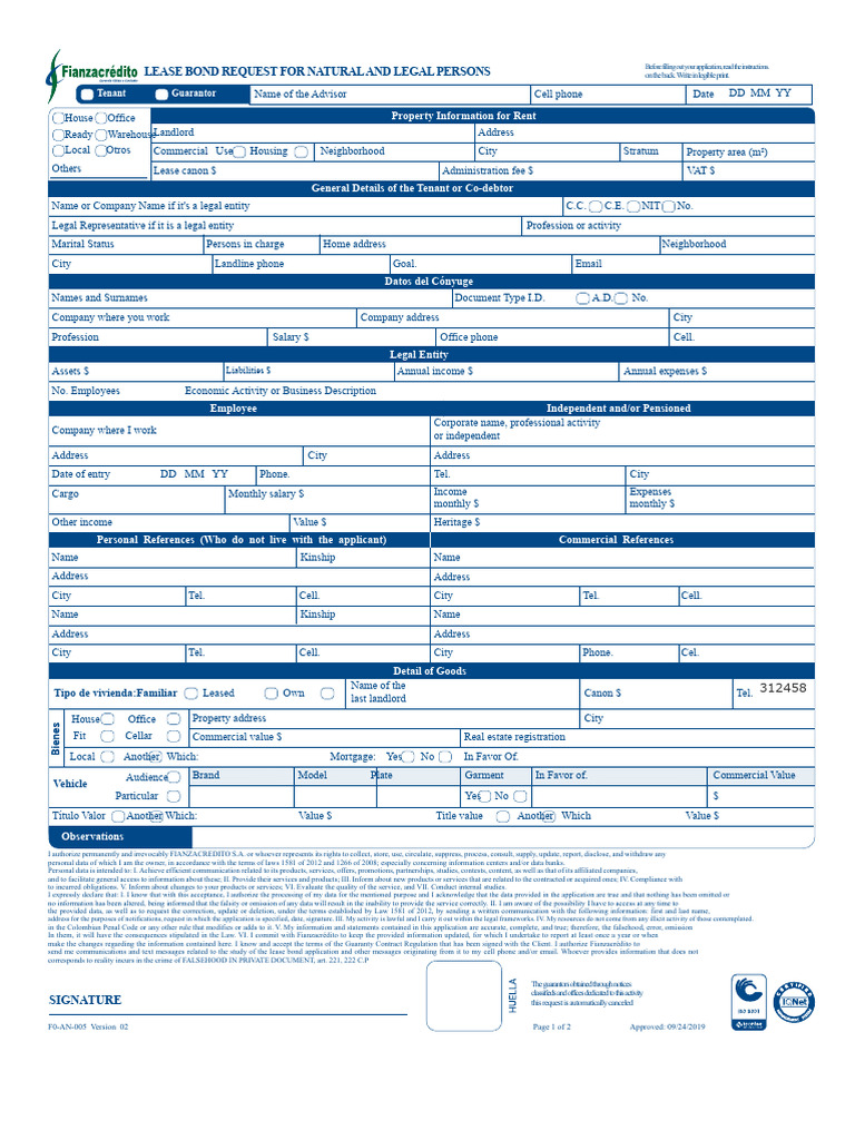 Lease Bond Application Guide | PDF | Lease | Pension