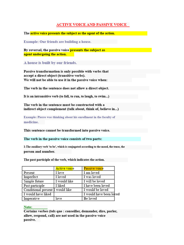 Active vs. Passive Voice Explained | PDF | Verb | Grammatical Tense