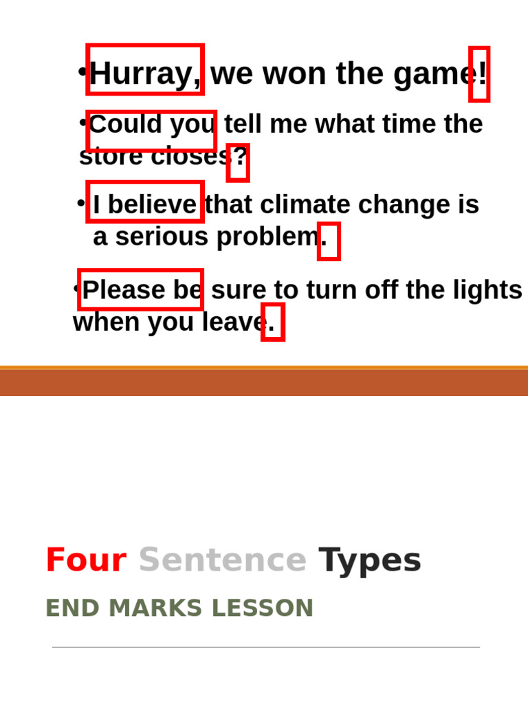 Four Sentence Types Lesson | PDF | Question | Language Mechanics