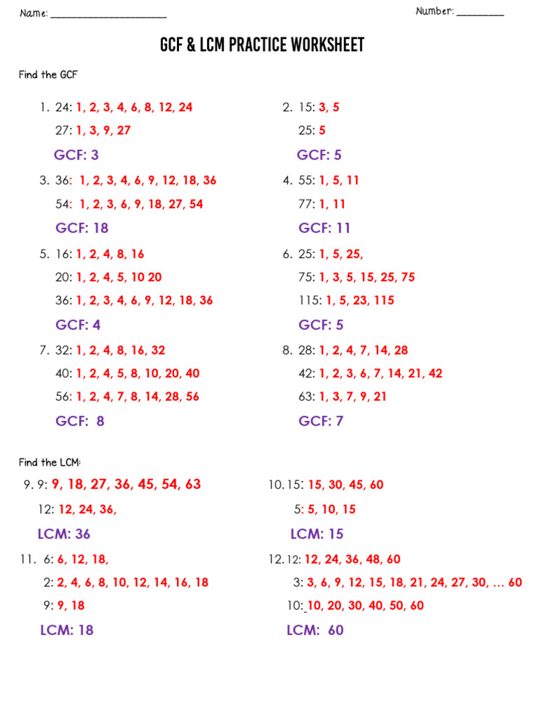 GCF & LCM Practice Worksheet | PDF | Chess | Chess Theory