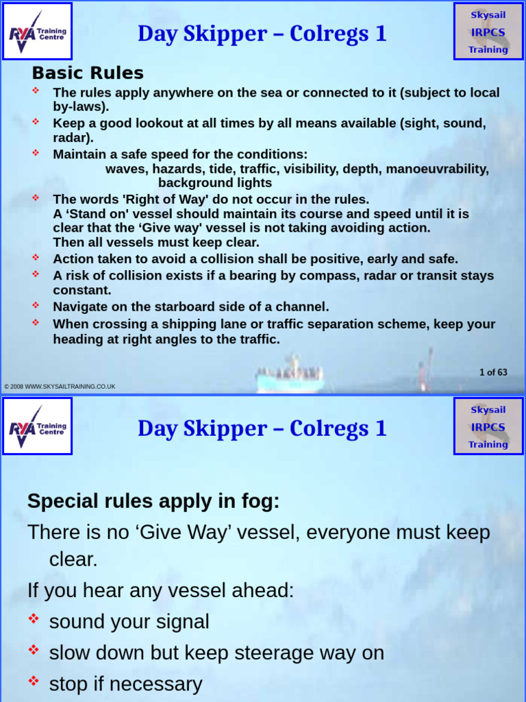 Col Regs | PDF | Water Transport | Shipping