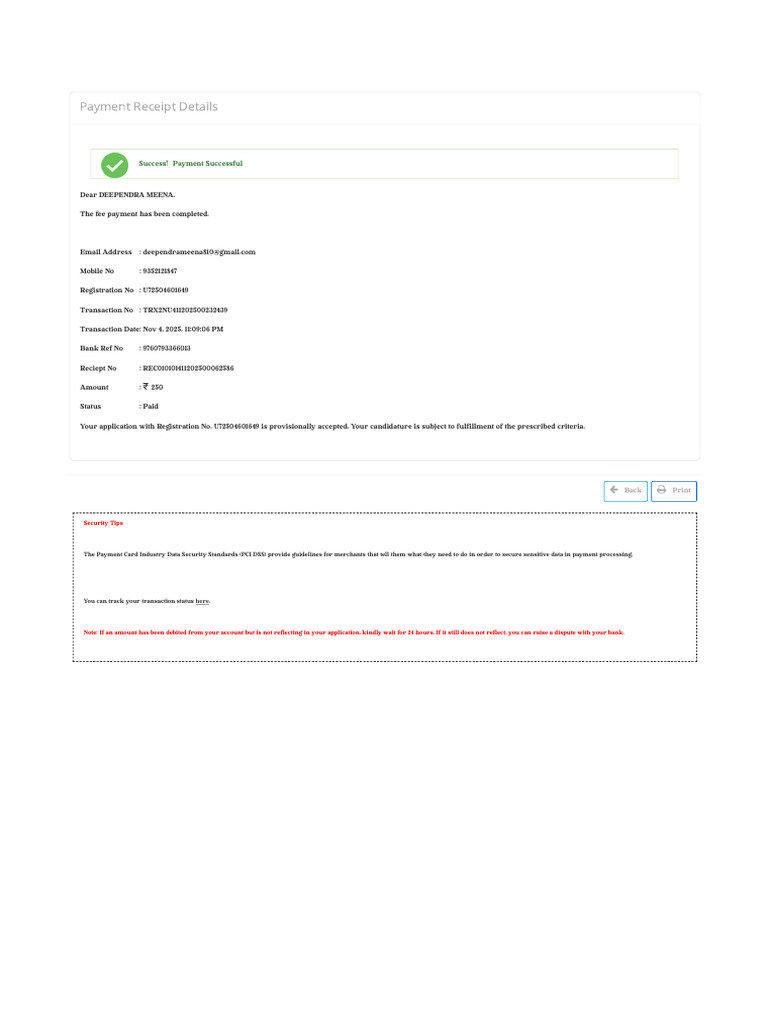 RRB NTPC Fee Receipt | PDF