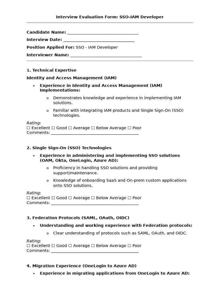 IAM - Interview Evualation Form | PDF